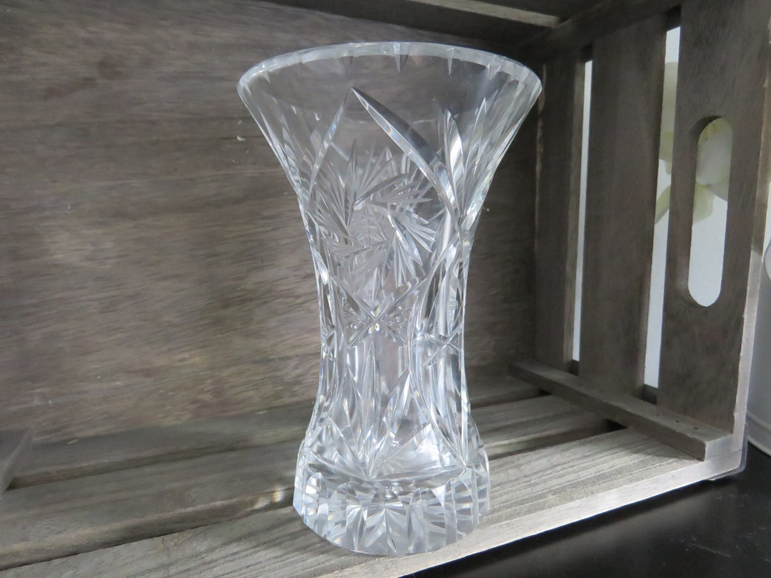 1960s Crystal Vase | Hobstar and Pinwheel Pattern | Granny Chic Decor ...