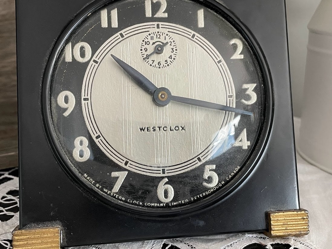 Westclox Art Deco Alarm Clock 1930s Black Silver Tide Clock - Etsy