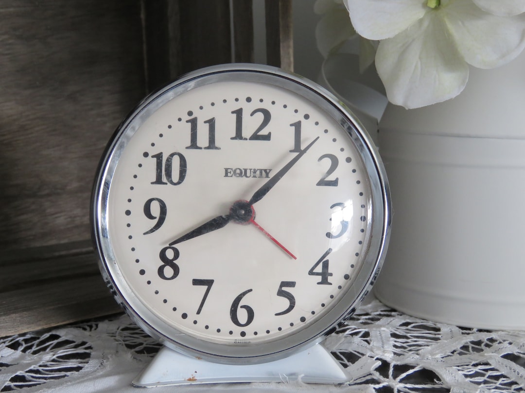 Vintage Equity Manual Alarm Clock | Mid Century Table Top Clock With ...