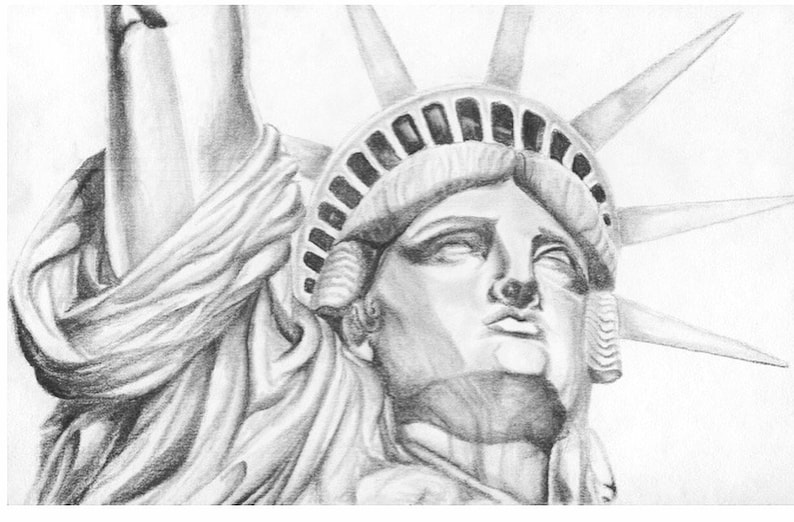 Lady Liberty Drawing Print - Etsy
