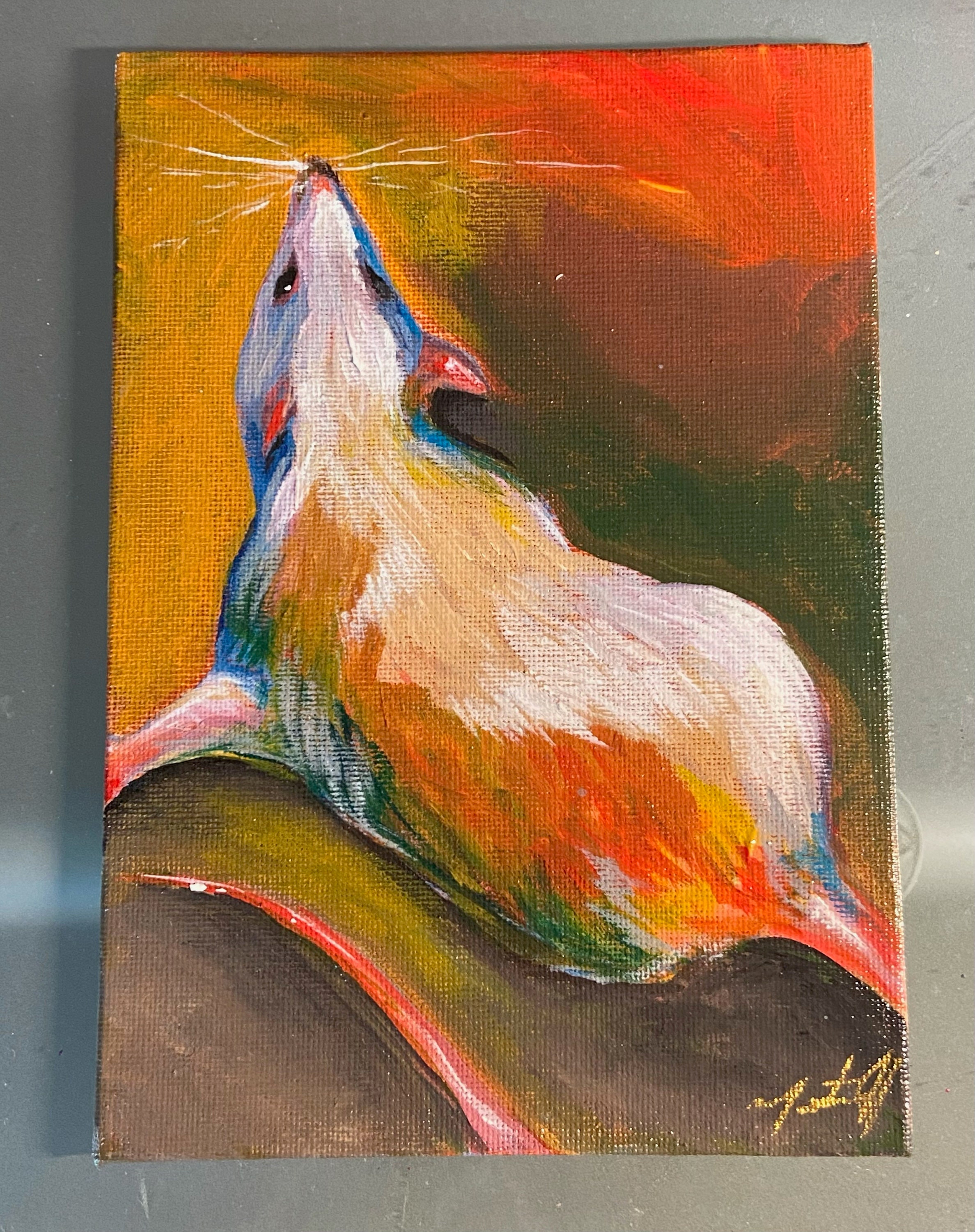 Rainbow Rat Painting 5x7 on Canvas Panel Original Artwork - Etsy