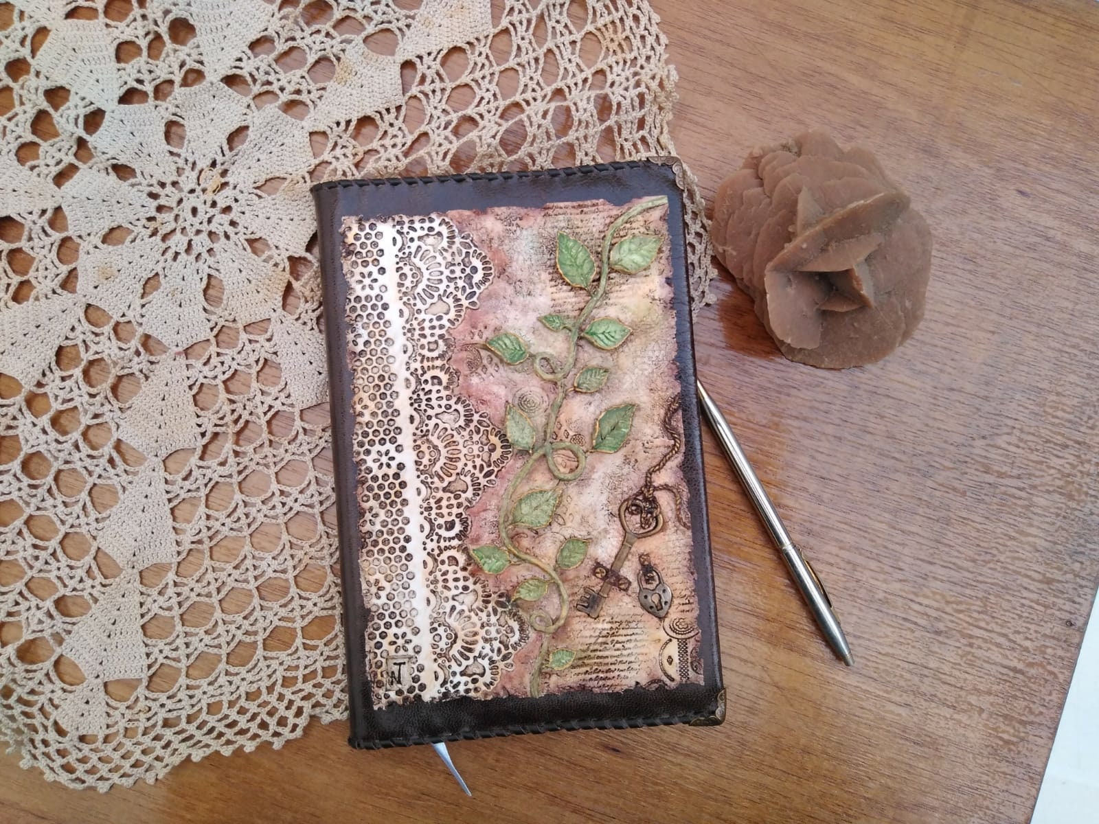 Notebook Cover, Vintage Journal, Polymer Clay Book Cover, Polymer Clay ...
