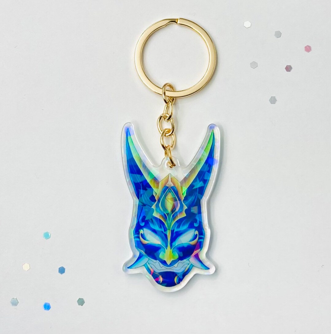 Genshin Impact Acrylic Holographic Xiao Mask Keychain - Etsy