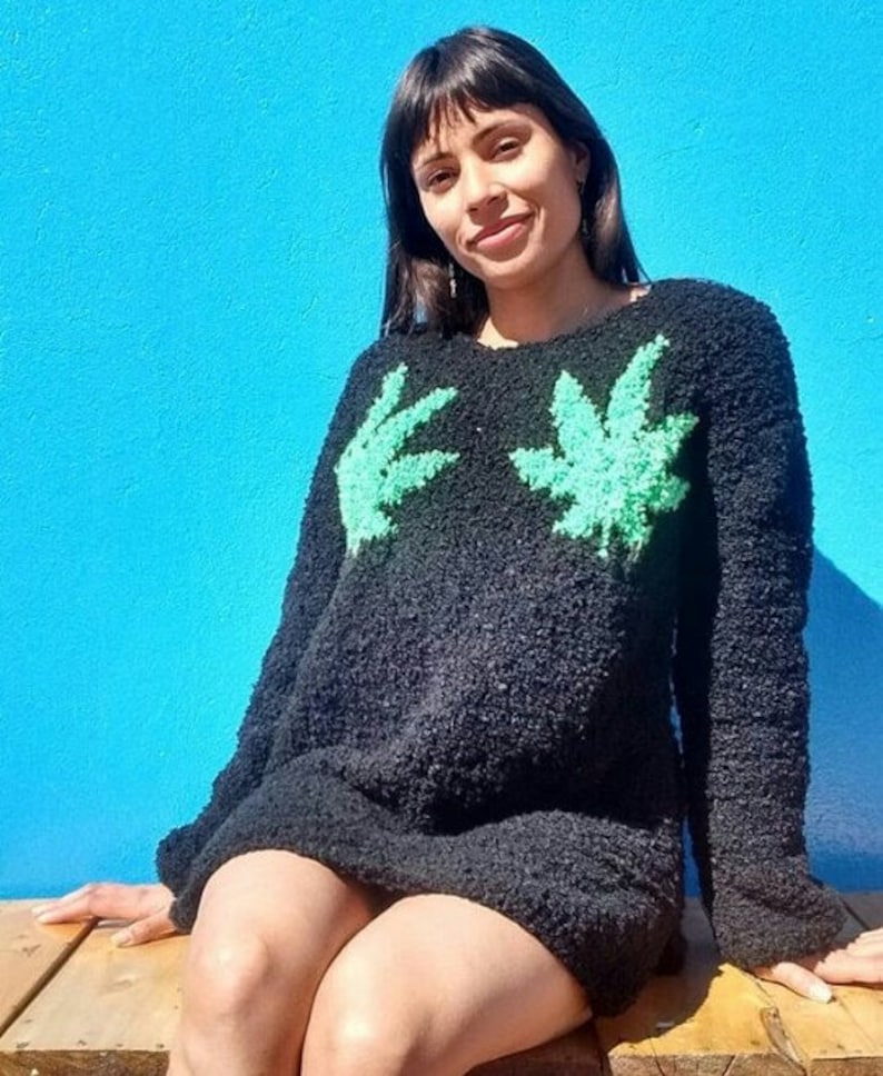Sweater Green Leaves Weed Marihuana Weed | Etsy