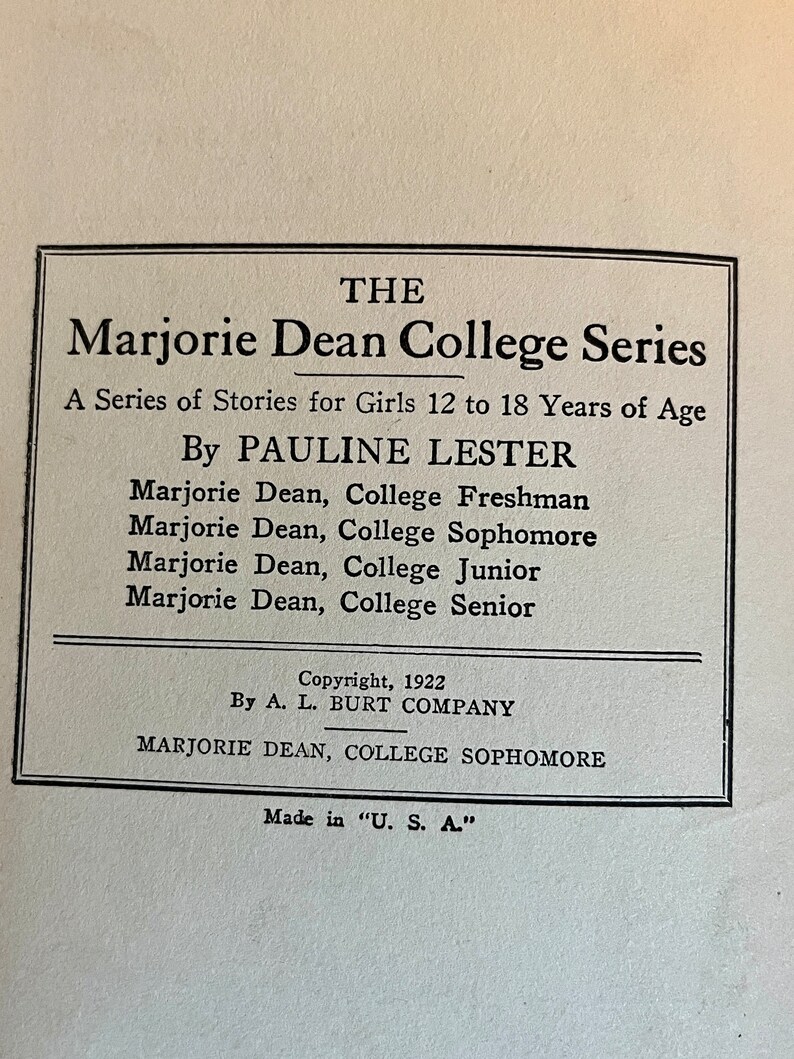 Marjorie Dean College Sophomore by Pauline Lester, Copyright 1922 - Etsy