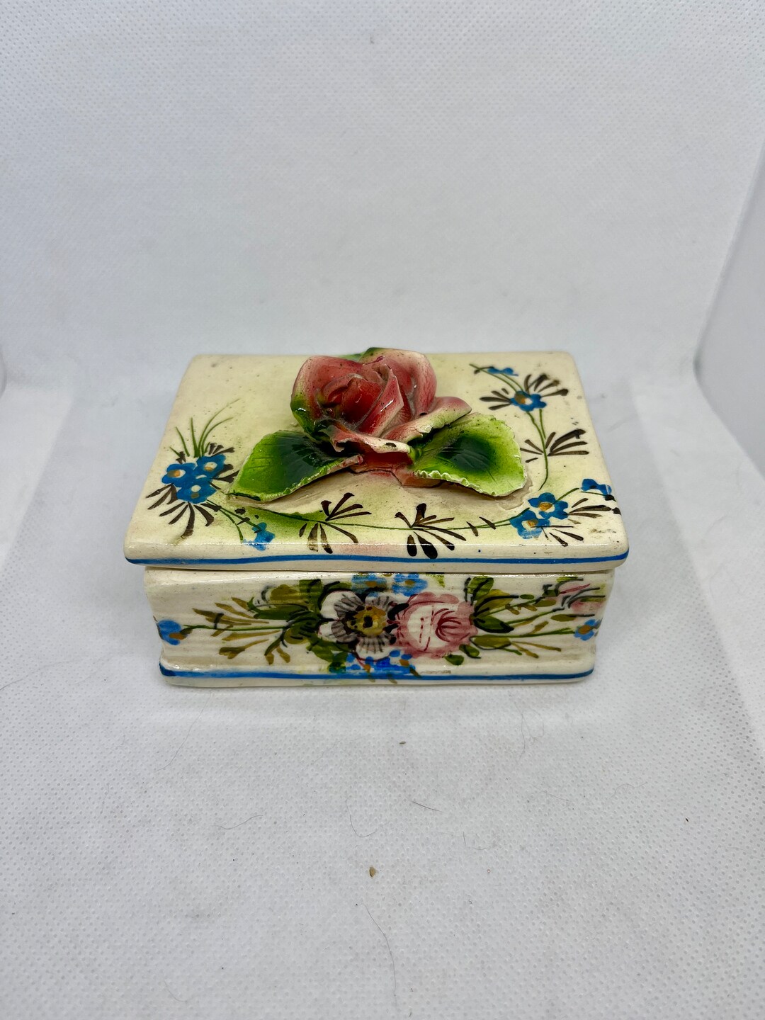 Vintage Italian Rose Ceramic Box - Etsy