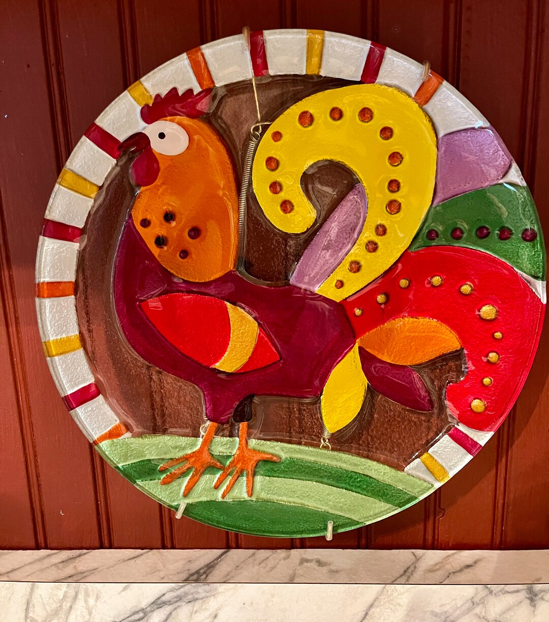 Fused Glass Plate - Chicken Design by Lori Siebert - Etsy