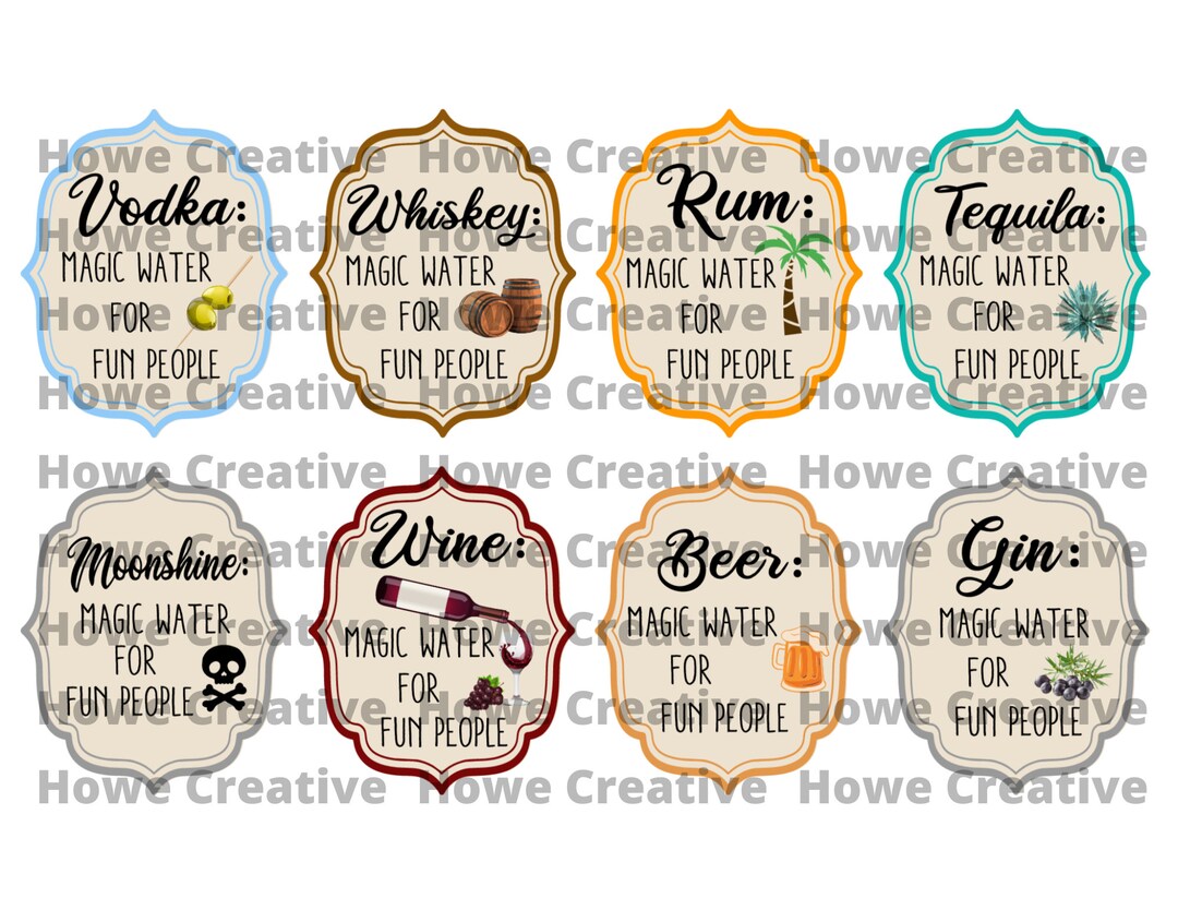 Magic Water Liquor Tumbler Labels | Sublimation | Drink Labels | 8 ...