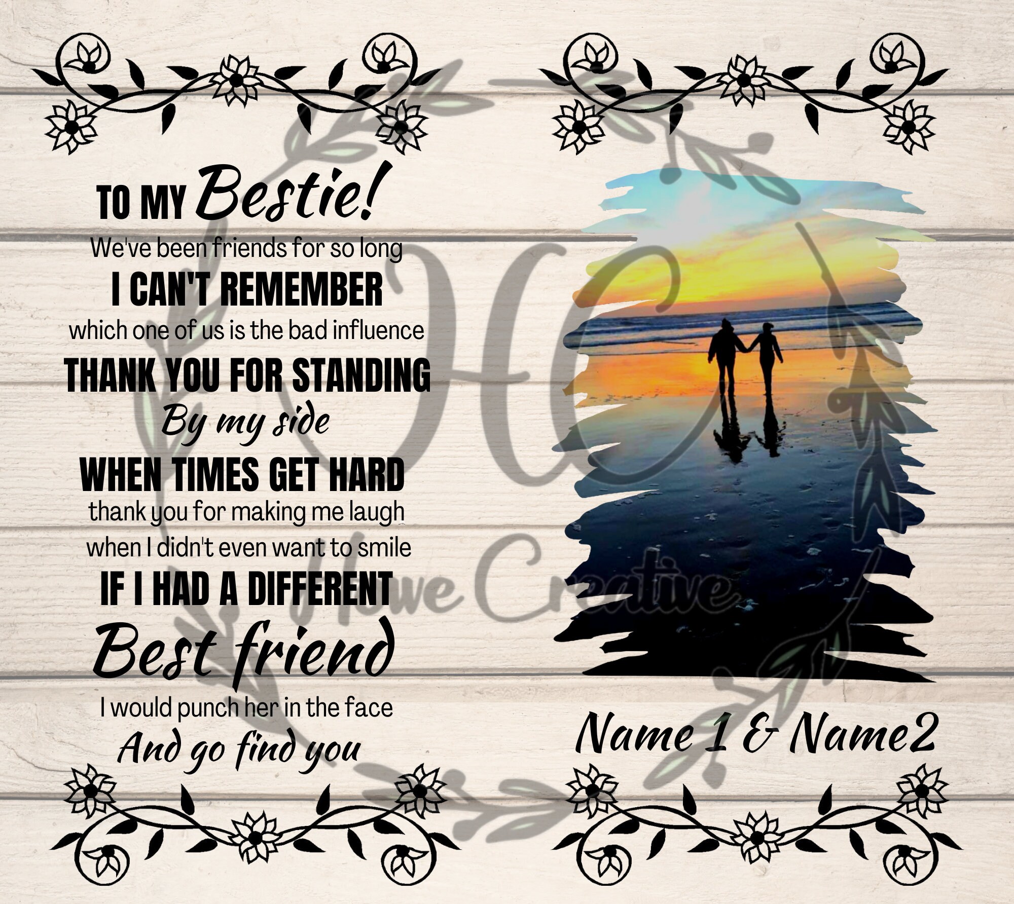 Best Friend Wrap | Tumbler Wrap | 20oz Skinny | Straight Design ...