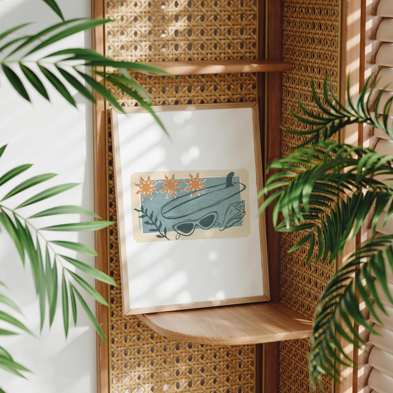 Surf Art Linocut Print - Etsy