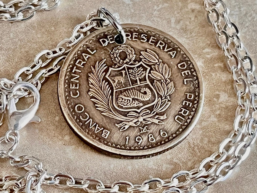 Peru Coin Pendant Peruvian Cinco Intis Personal Necklace Old Vintage ...