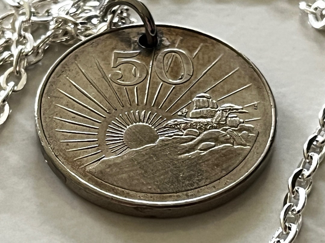 Zimbabwe Coin Necklace 50 Cents Pendant Handmade Custom Jewelry Gift ...