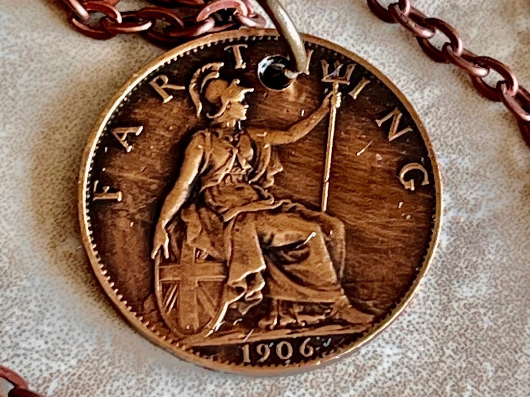 British Farthing Coin Pendant UK United Kingdom Personal Necklace ...