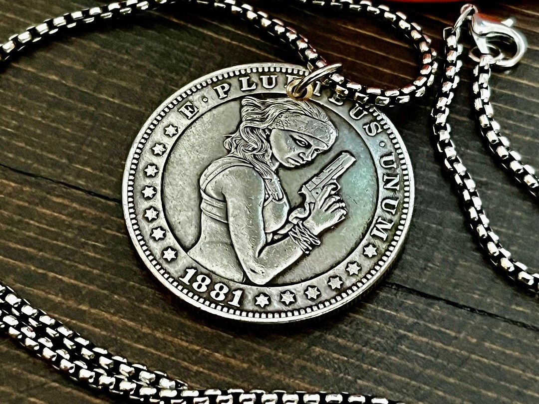 Girl With Pistol Medallion Coin Novelty Coins USA Morgan Dollar Eagle ...