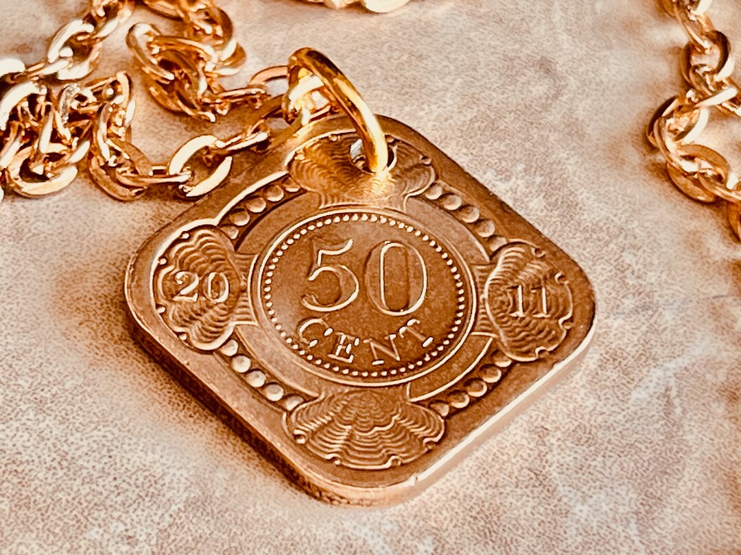 Netherland Coin Pendant Antilles 50 Cents Gulden Necklace Jewelry Gift ...