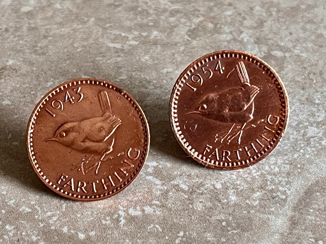 British 1 Farthing Coin Stud Earrings Personal Necklace Old Vintage ...