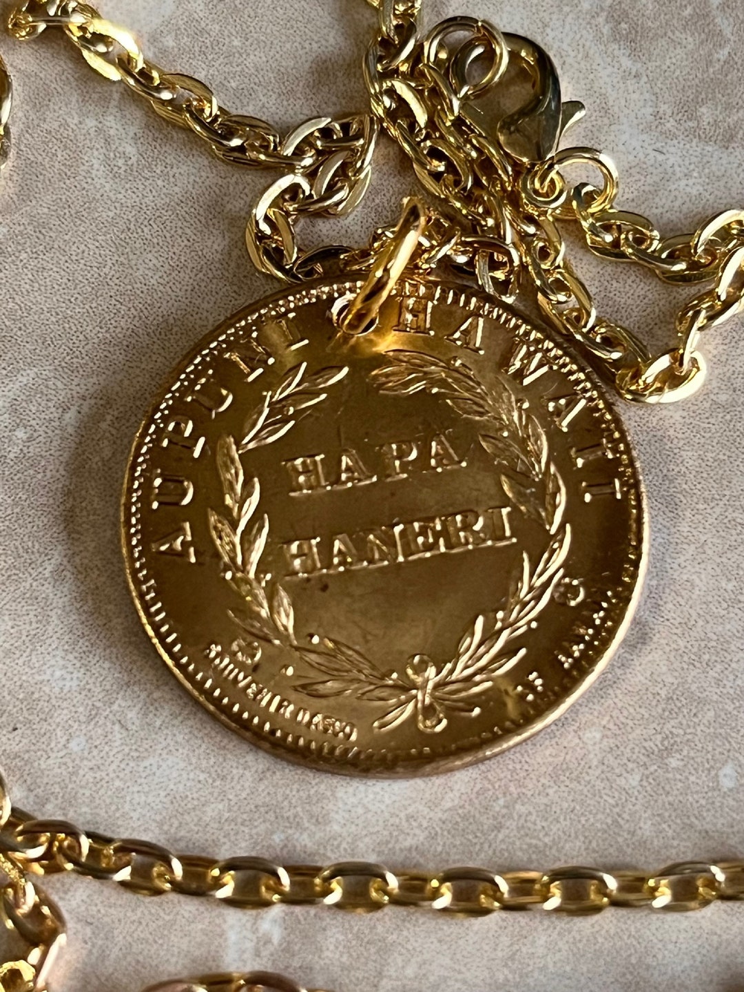 Kamehameha III Ka Moi ~ 1847 Hawaii Hapa Haneri Souvenir Token Necklace ...