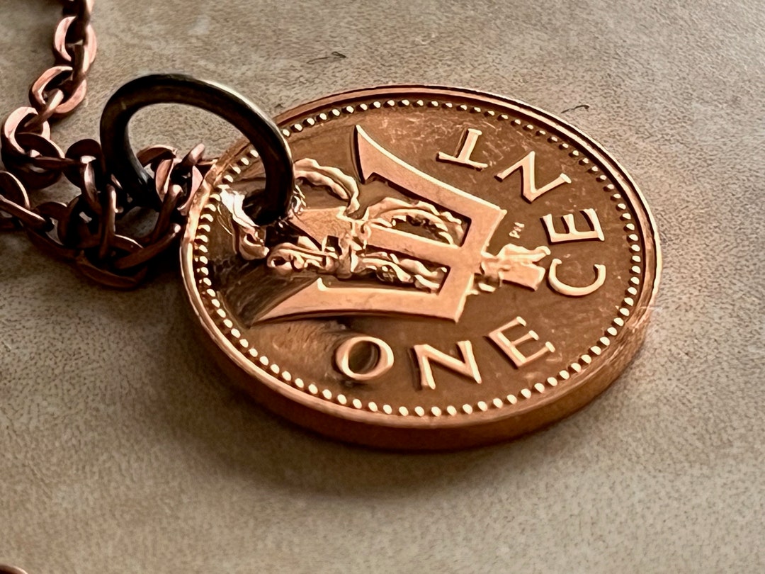 Barbados Pendant Proof Set 1 Cent Trident Necklace, Custom Made Charm ...