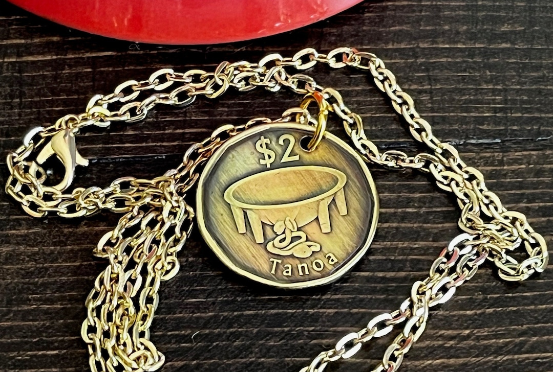 Fiji Coin Necklace 2 Dollar Tanoa Fijian Personal Necklace Vintage ...
