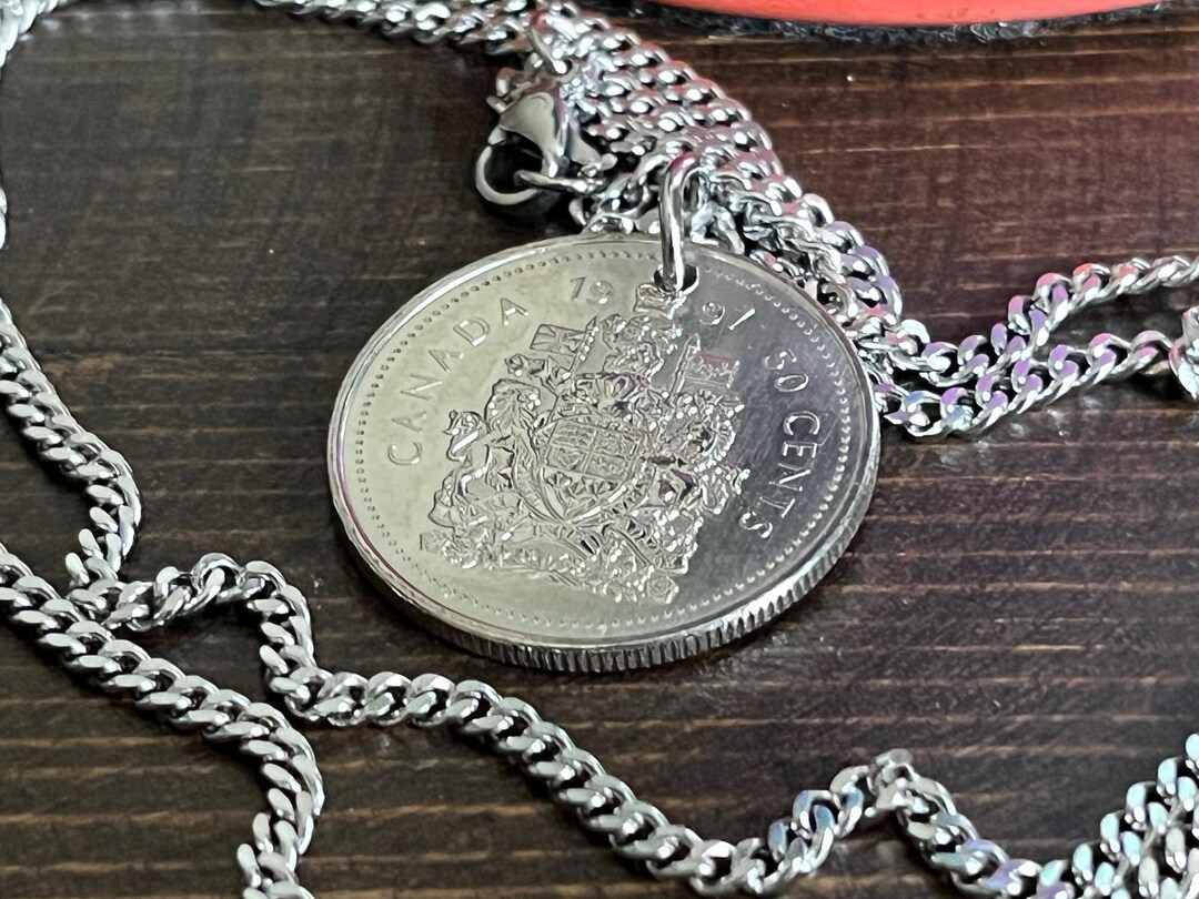 Canada 50 Cent Piece Coin Pendant Necklace Canadian Half Dollar Custom ...