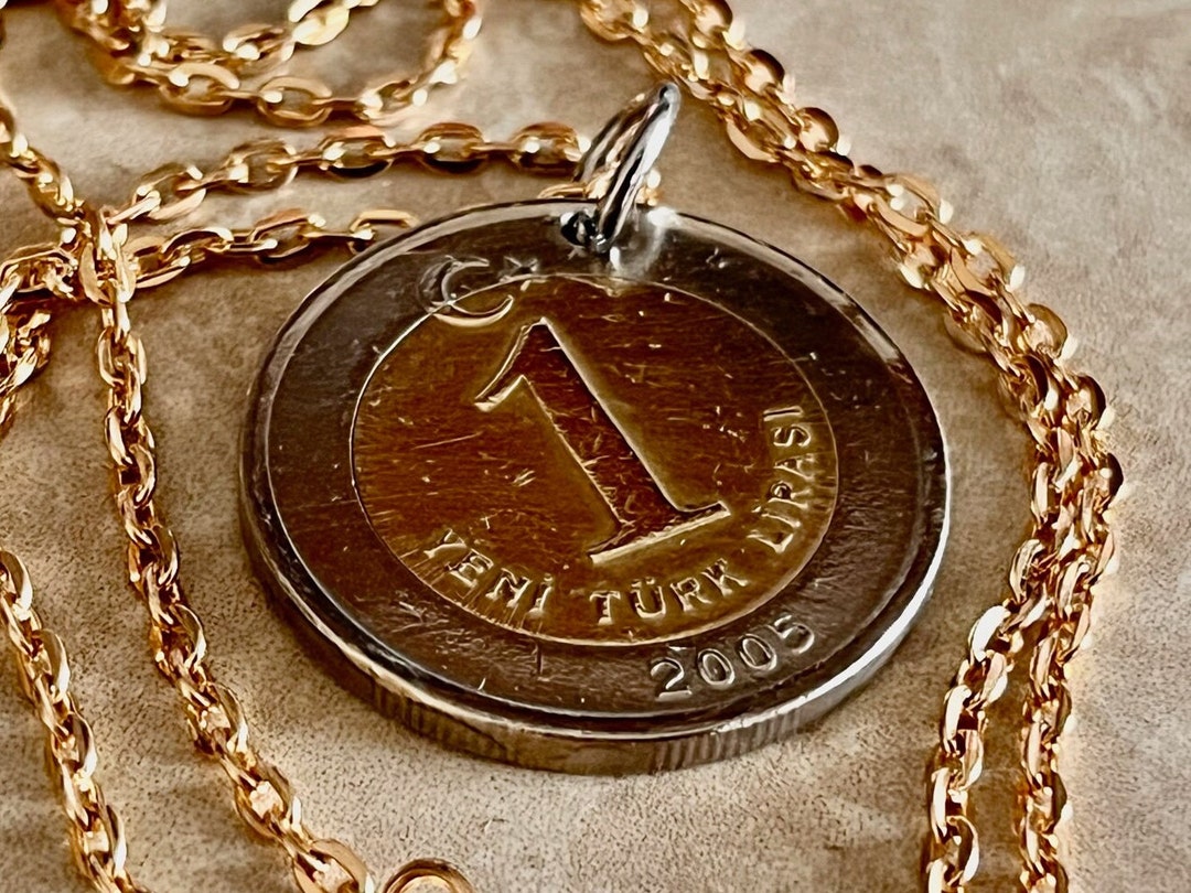 Turkey Coin Necklace Turkish 1 Lirasi Turkiye Cumhuriyeti Personal ...