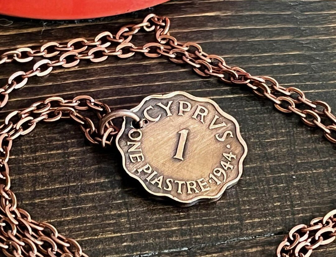 Cyprus One Piastre 1944 King George VI Coin Pendant Necklace Charm Gift ...