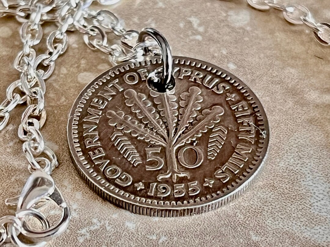 Cyprus Coin Pendant Necklace Cypriot 50 Cents Personal Old Vintage ...