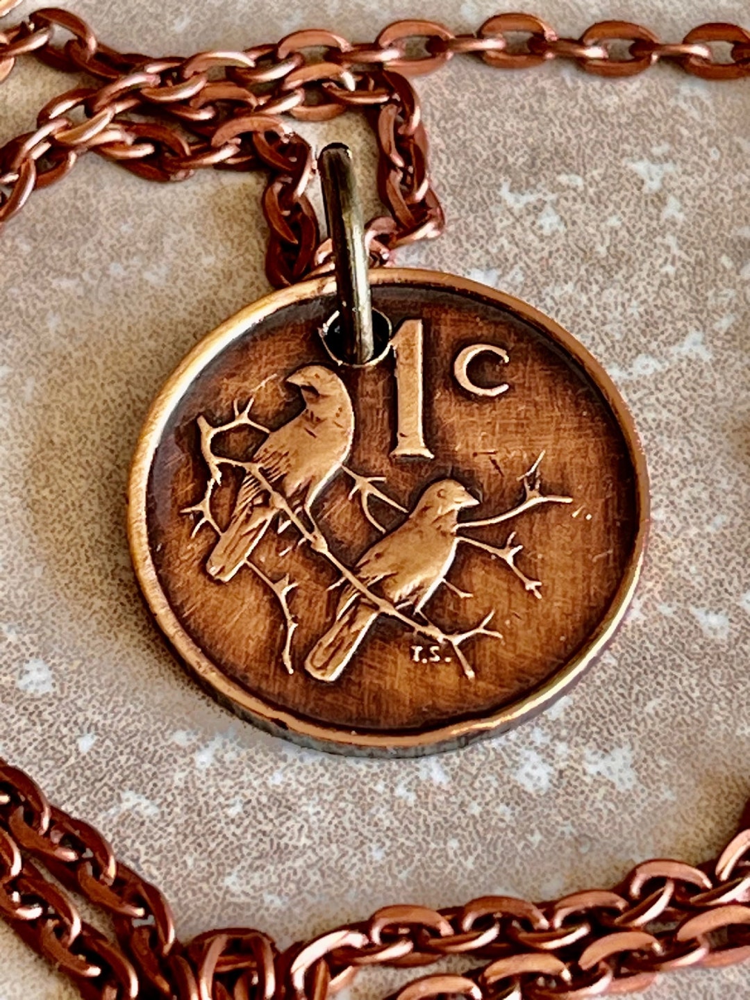 South Africa Coin Pendant 1 Cent Personal Necklace Old Vintage Handmade ...