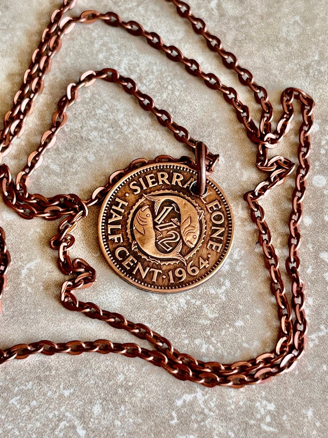 Sierra Leone Coin Pendant African Half Cent Personal Necklace Vintage ...
