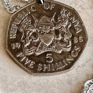 Kenya Coin Pendant Kenyan 5 Shillings Necklace Jewelry Custom Charm ...