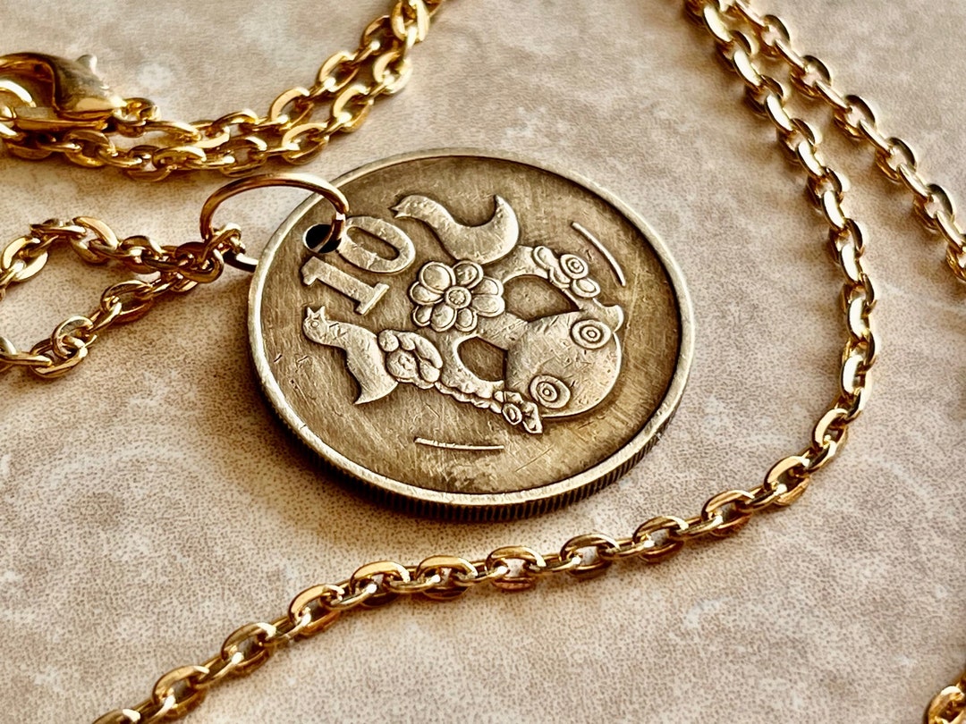 Cyprus Coin Pendant Necklace Cyprian 10 Kibris Personal Necklace ...