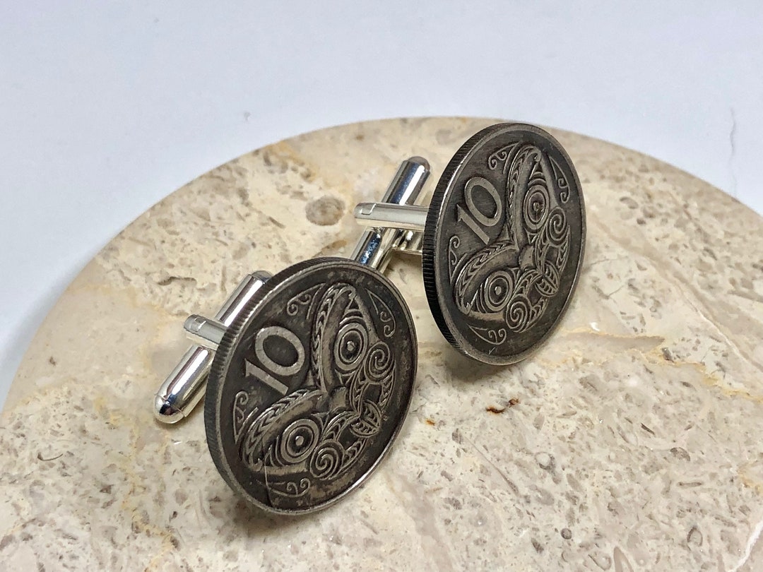 New Zealand Coin Cuflinks Māori Koruru Personal Cufflinks Old Vintage ...