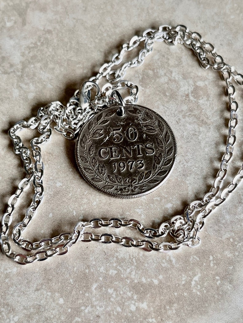 Liberia Republic Coin Necklace Africa 50 Cent Coin Pendant Vintage ...