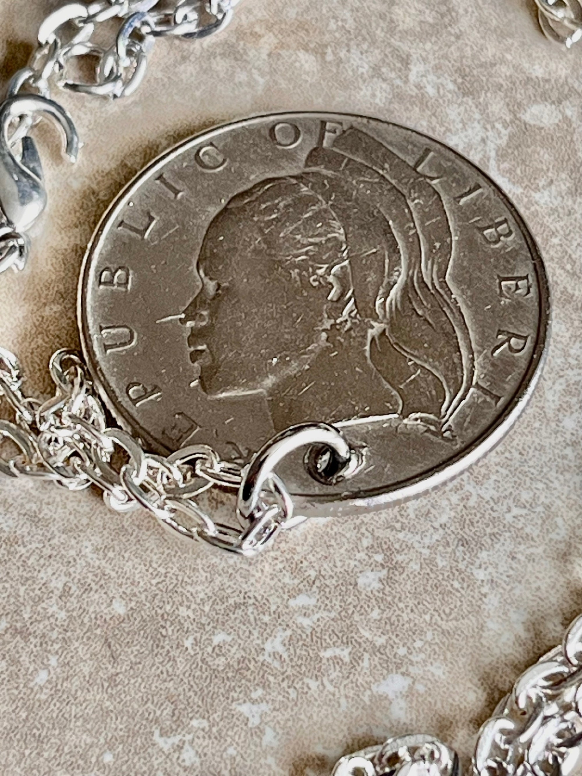 Liberia Republic Coin Necklace Africa 50 Cent Coin Pendant Vintage ...