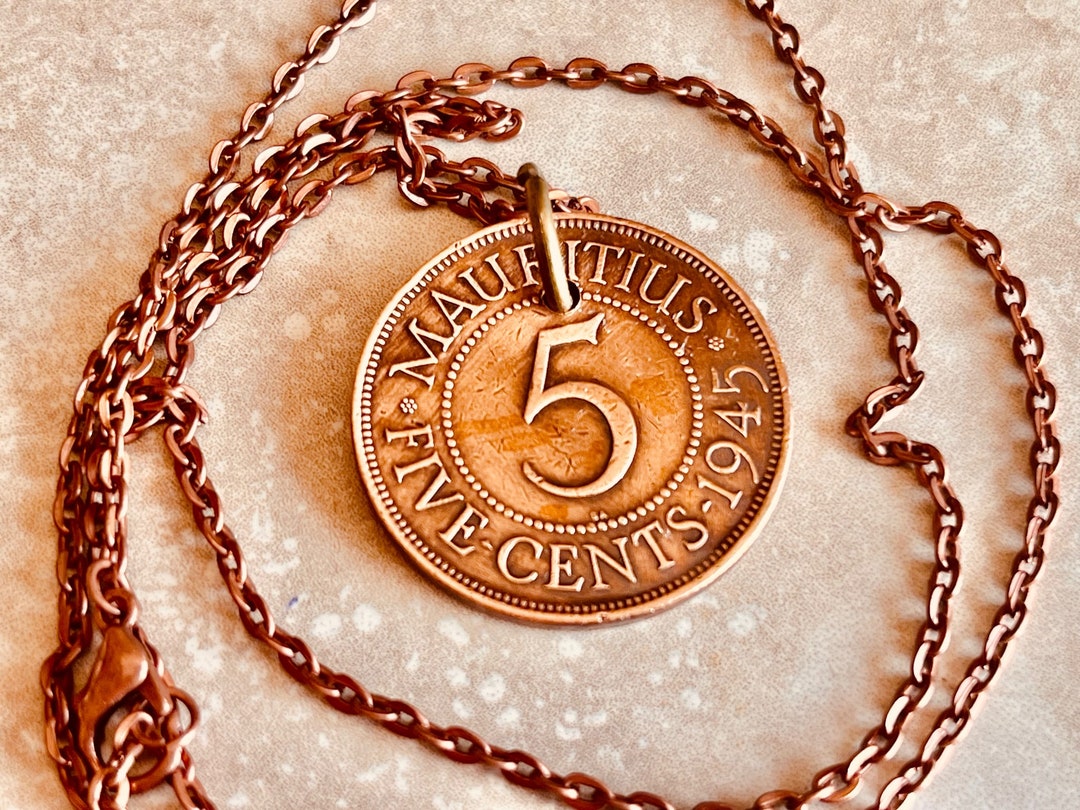 Mauritius 5 Cents Coin Pendant African Personal Necklace Vintage ...