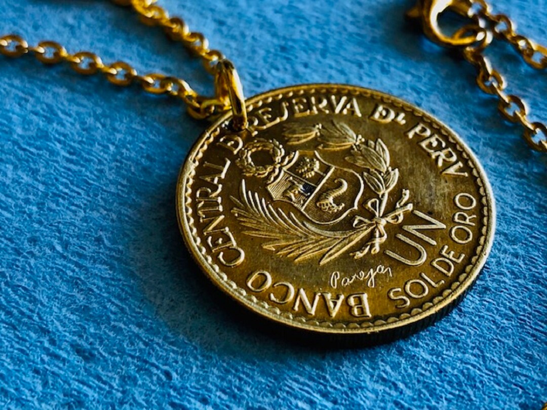 Peru Coin Pendant Peruvian UN Sol De Oro Personal Necklace Old Vintage ...