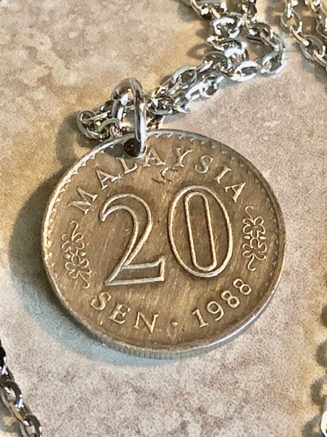 Malaysia Coin 20 Sen Pendant Necklace Custom Personal Necklace Vintage ...