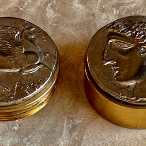 Greek Pegasus Coin Replica Pillbox, Vitamin Box - Antique Stash Snuff ...
