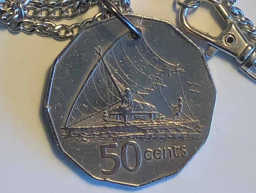 Fiji Necklace Coin Chain 50 Cent Piece Fijian Personal Vintage Handmade ...