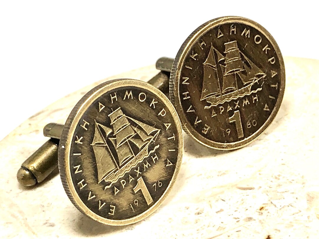 Greece Coin Cufflinks | Greek 1 Drachma APAXMH Jewelry | Handmade ...