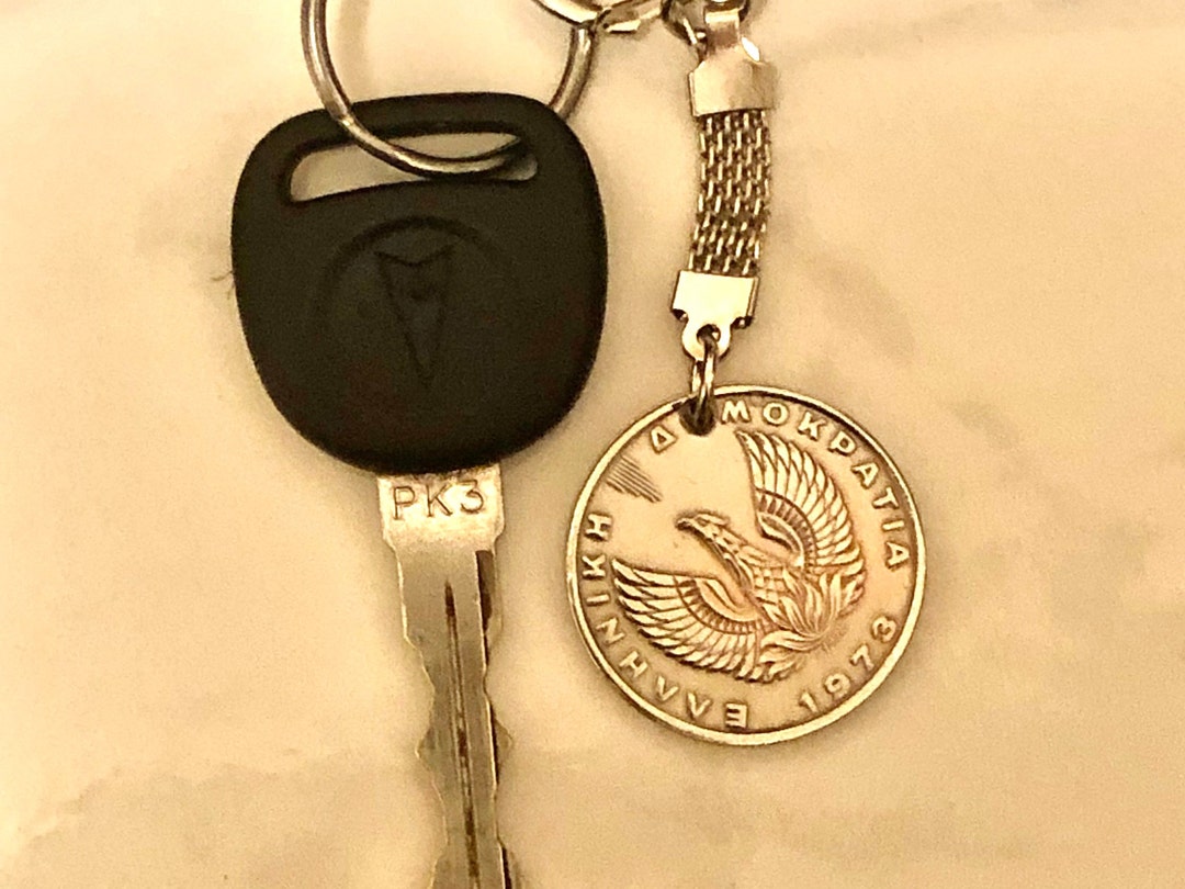 Greece Coin Keychain 20 APX Greek Rare Find Vintage Finished by Hand ...