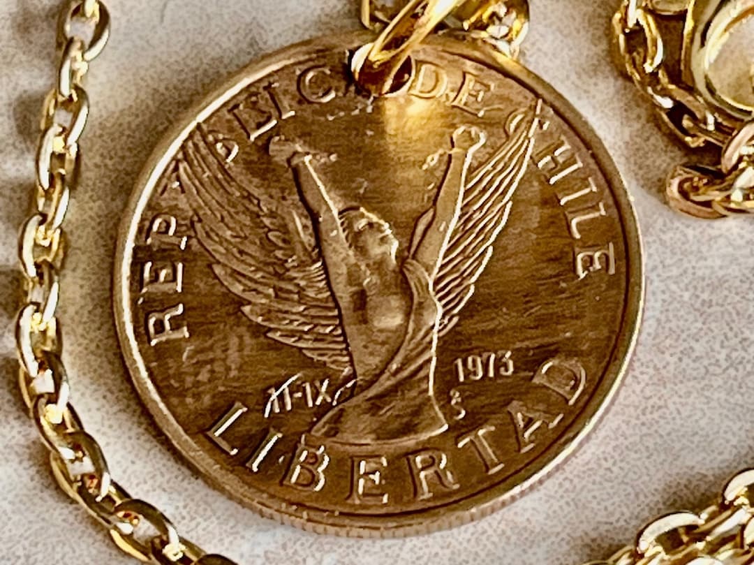 Chile 10 Pesos Coin Necklace Chillán Pendant Vintage Handmade Jewelry ...