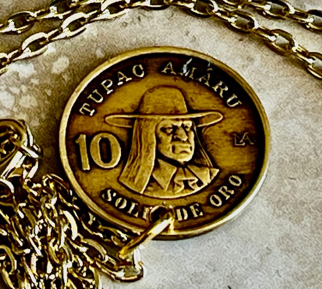 Peru Coin Tupac Amur Pendant Peruvian 10 Sol Oro Personal Necklace Old ...