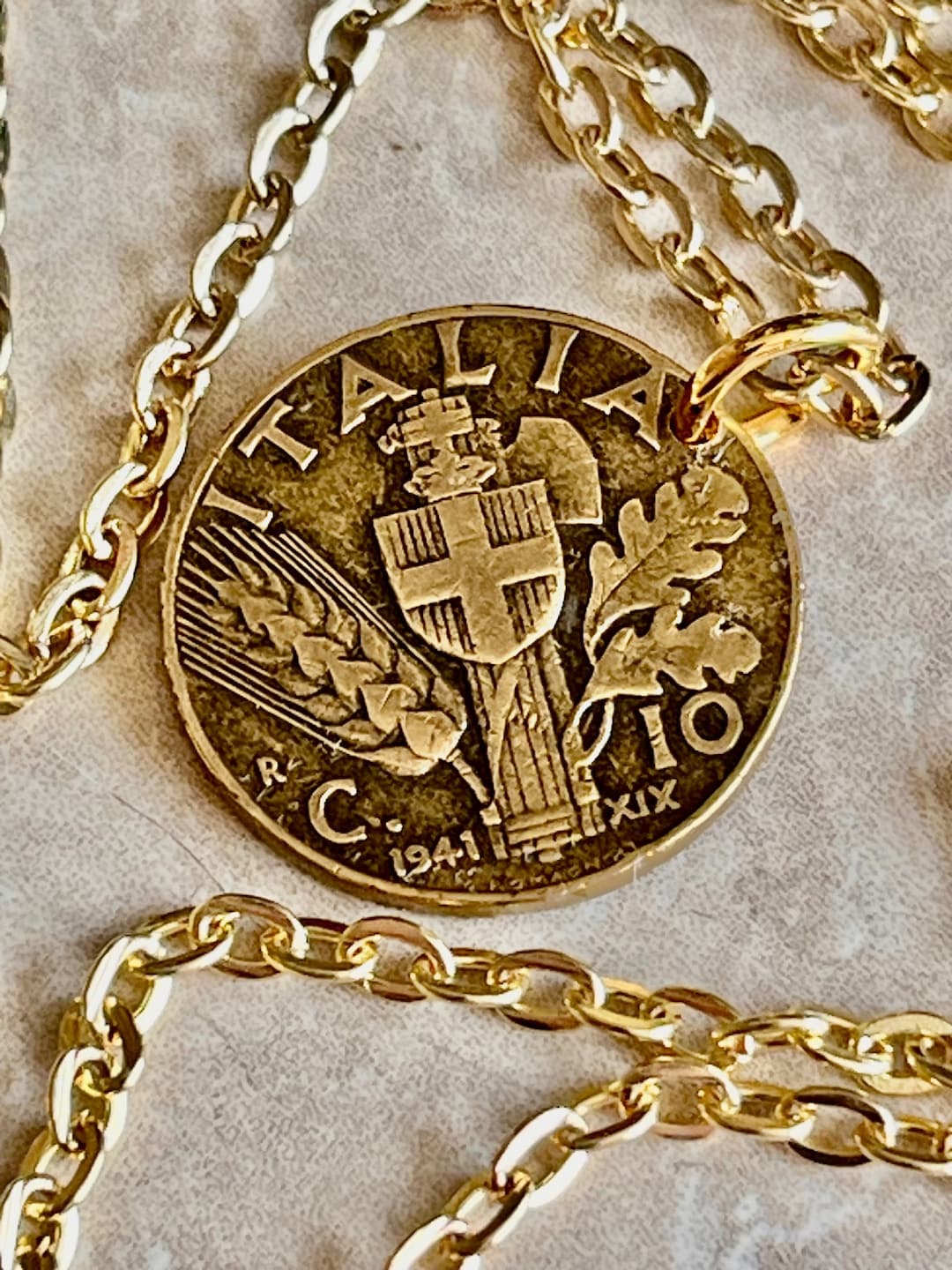 Old Italy Coin Pendant Italian 10 Lira Coin Custom Made Charm Gift for ...