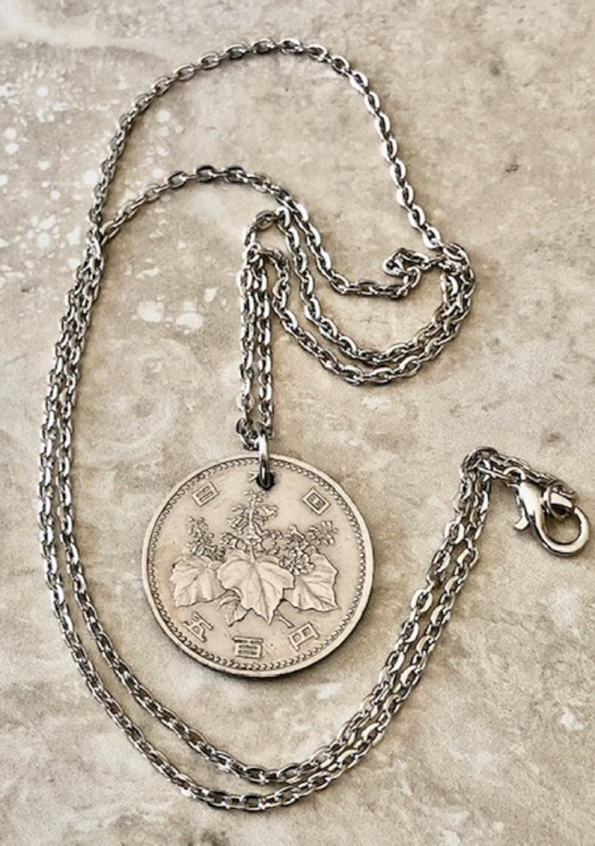 Japan Coin Necklace 500 Yen Pendant Japanese Handmade Personal Jewelry ...