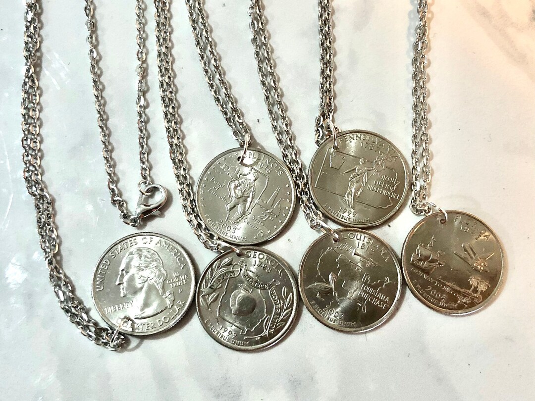 State Quarter Necklace United States Pendant America USA Coin Custom ...