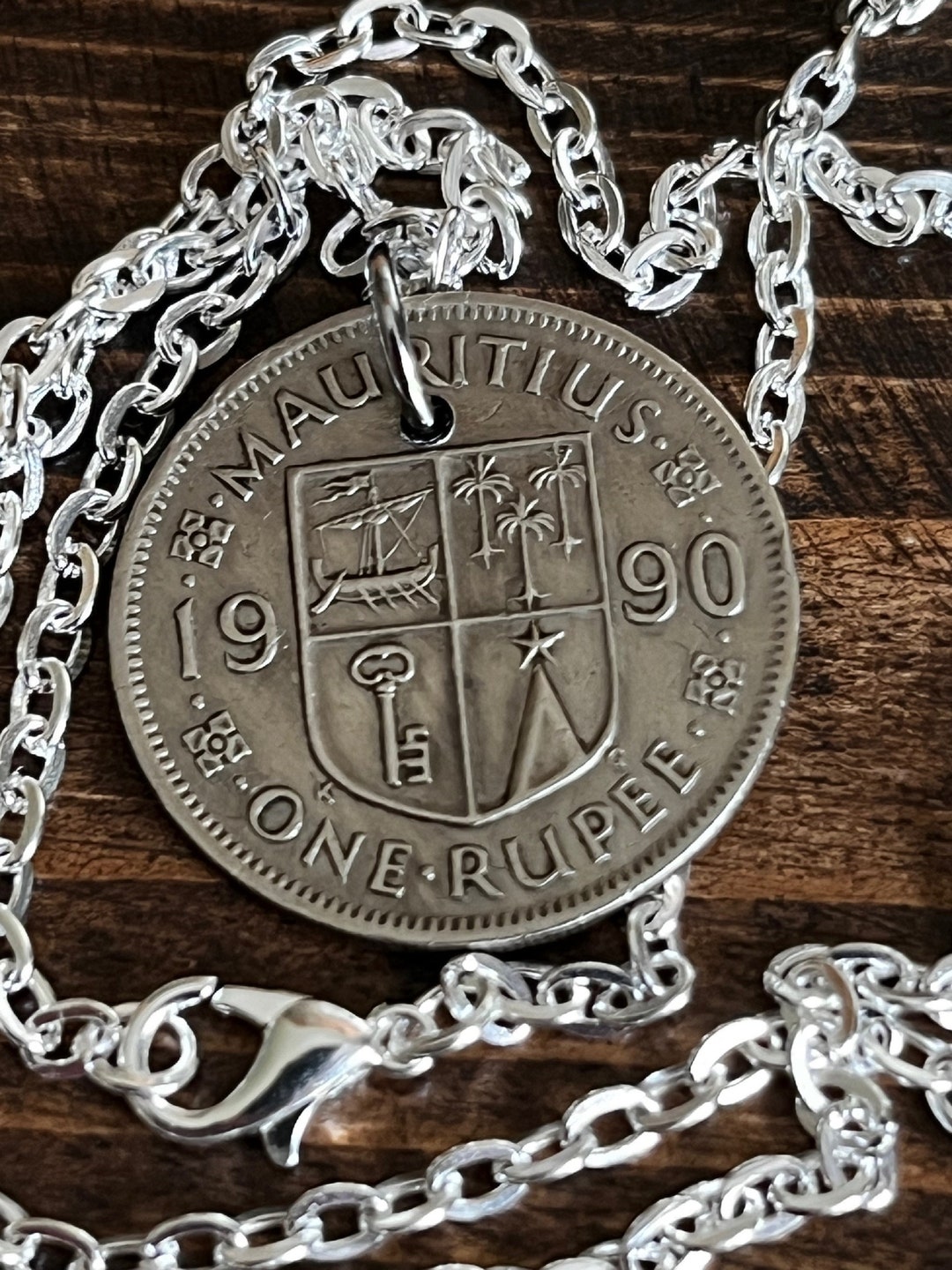 Mauritius Coin Pendant One Rupee Coin Personal Necklace Old Vintage ...