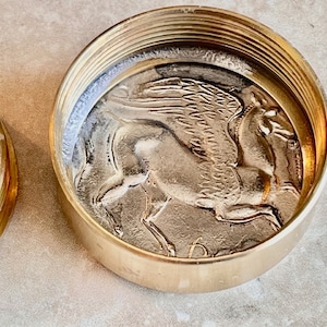Greek Pegasus Coin Replica Pillbox, Vitamin Box - Antique Stash Snuff ...