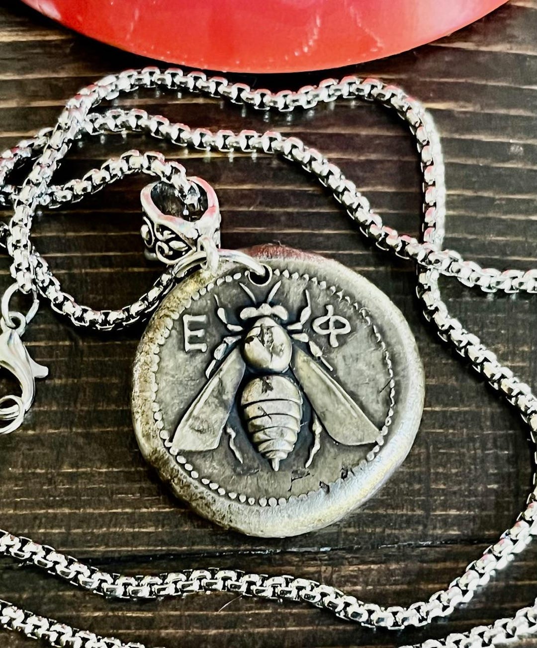 Beehive Wax Seal Necklace – Ancient Greek Coin Pendant – Symbol of ...