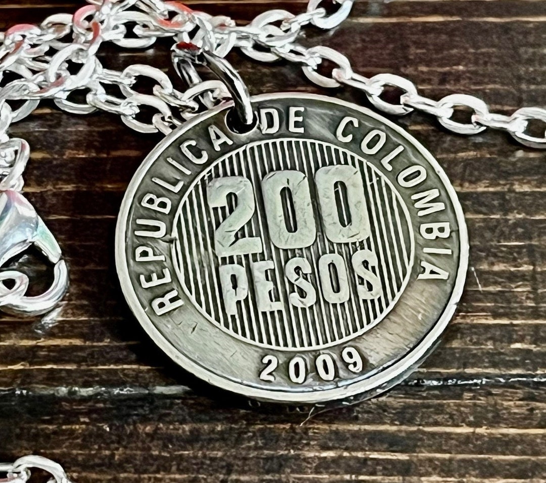 Colombia Coin Necklace Columbian 200 Pesos Personal Jewelry Necklace ...